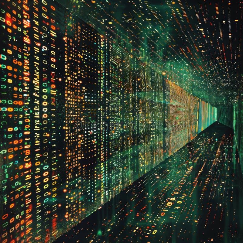Data Code Binary Background Digital Binary Data On Computer Screen Matrix Pattern Cyberspace