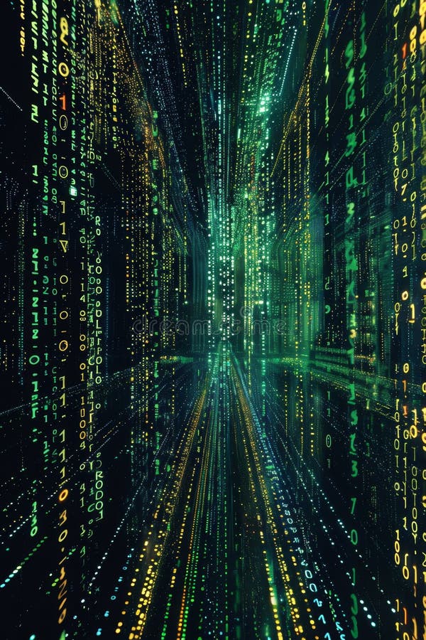 Data Code Binary Background Digital Binary Data On Computer Screen Matrix Pattern Cyberspace