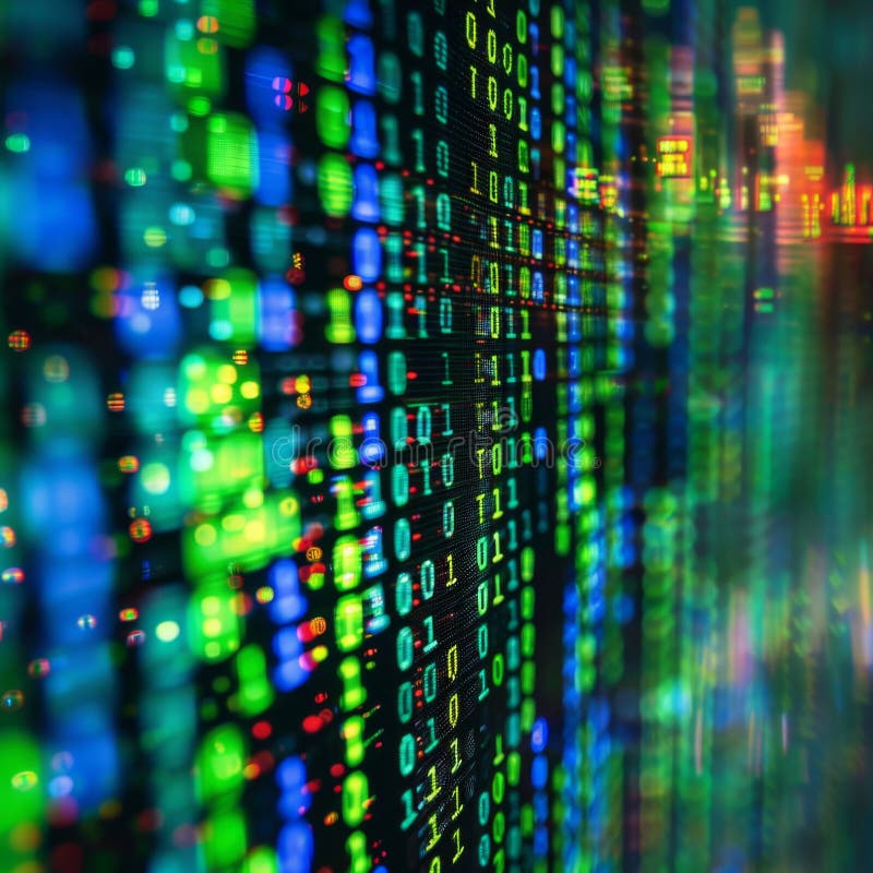 Data Code Binary Background Digital Binary Data On Computer Screen Matrix Pattern Cyberspace