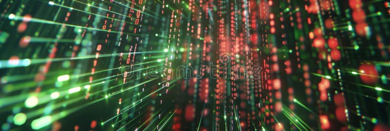 Data Code Binary Background, Digital Binary Data on Computer Screen, Matrix Pattern, Cyberspace ...