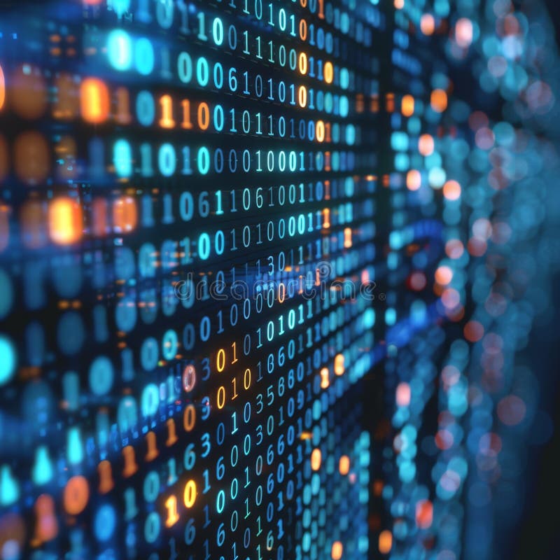 Data Code Binary Background, Digital Binary Data on Computer Screen, Matrix Pattern, Cyberspace ...