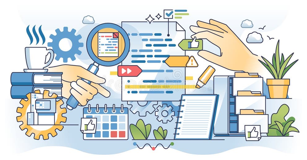 Data Coding As Process of Converting Data for Analyze Outline Hands ...