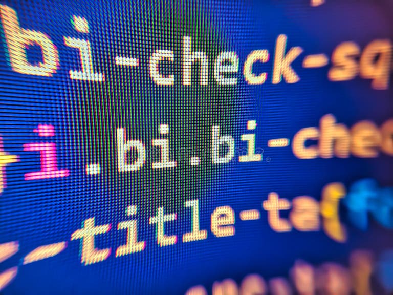 Data Computer Programmer Bits Stream of Data Bits. Website Codes on Computer Monitor. Digital ...