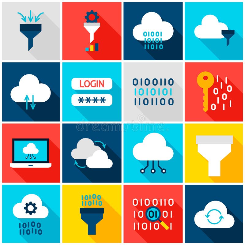 Data Computing Colorful Icons Stock Vector - Illustration of machine ...