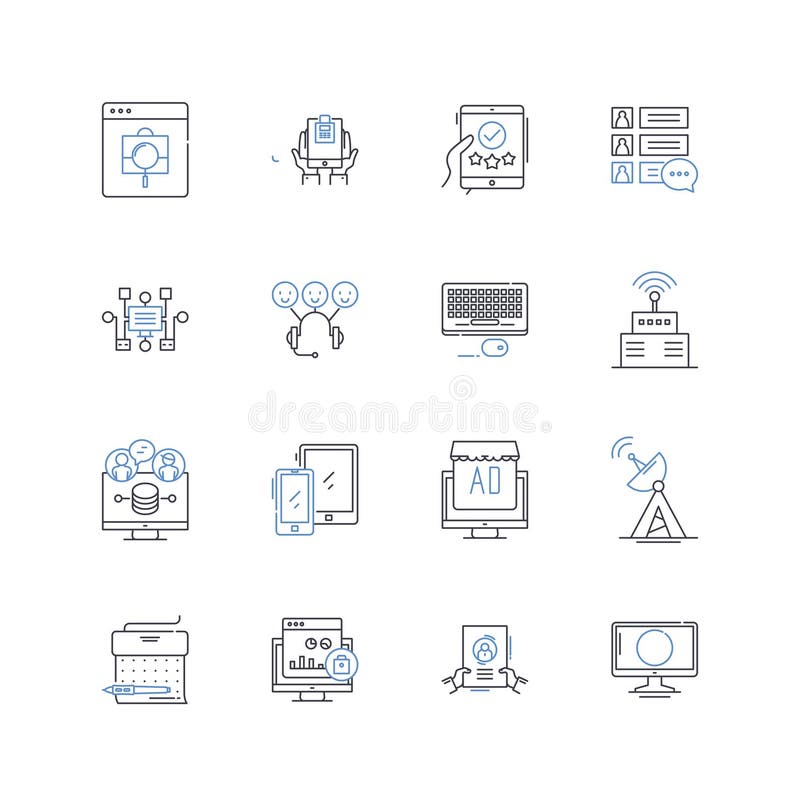 Data Computing Line Icons Collection Analytics Big Data Clustering Dashboards Databases