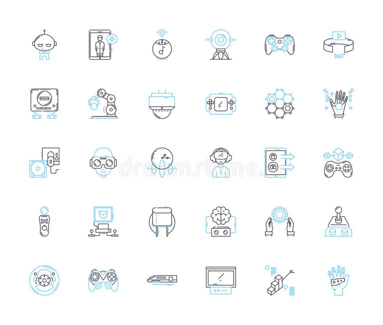 Data Computing Linear Icons Set. Analytics, Statistics, Algorithms ...