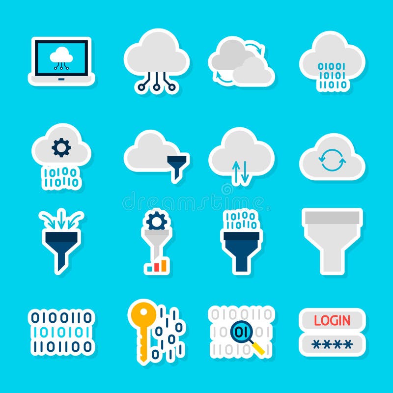 Big Data AI Stickers stock vector. Illustration of internet - 162677348