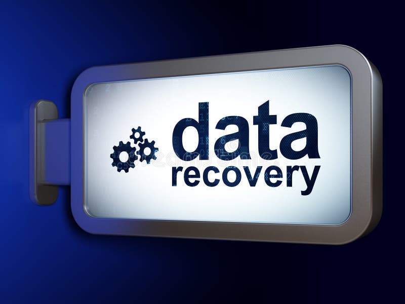Data Concept: Data Recovery and Gears on Billboard Background Stock ...