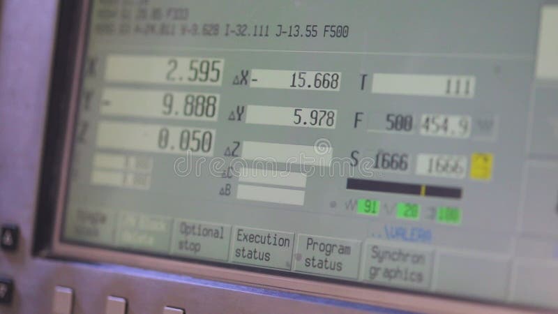 Data on the Control Panel of the Cnc Machine. Constantly Changing ...