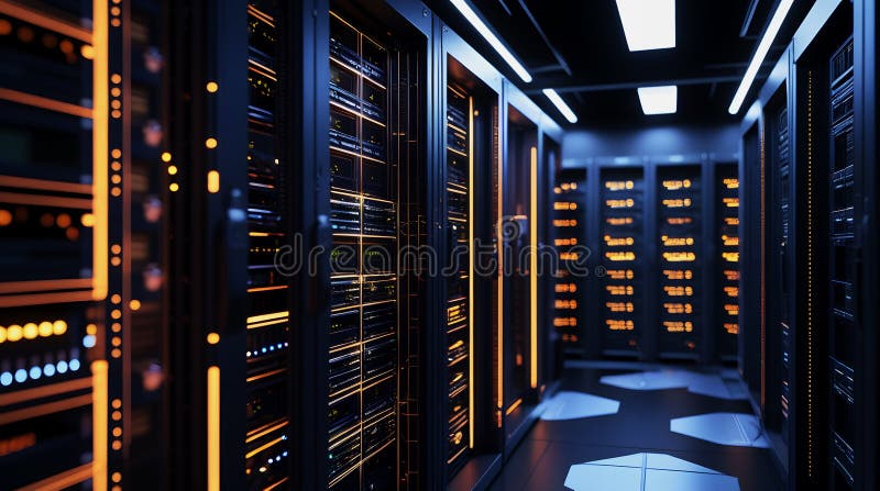 Data Core: the Heartbeat of Cloud Technology Stock Illustration ...