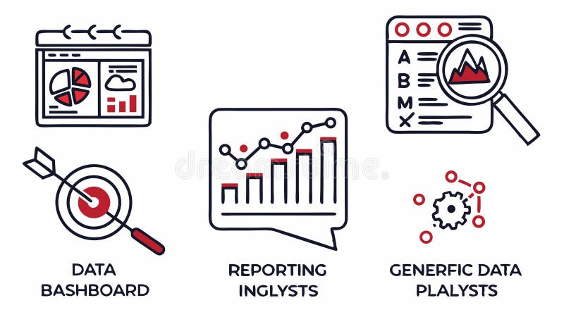 Data Dashboard and Analysis Icons for Business Insights, Vector Design ...