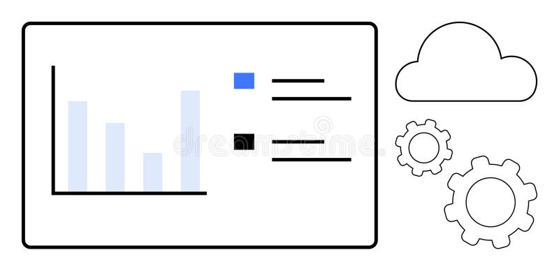 Data Dashboard Analysis with Cloud Integration and Gear Icon for Automation Themes Stock ...
