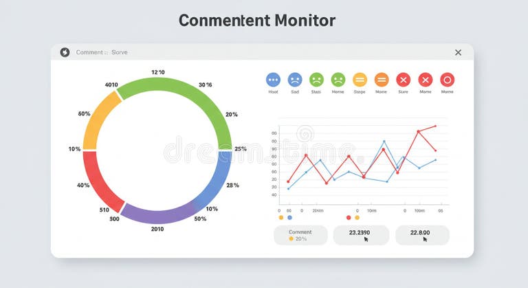 A Data Dashboard Displays a Circular Line Chart and a Line Graph. the ...