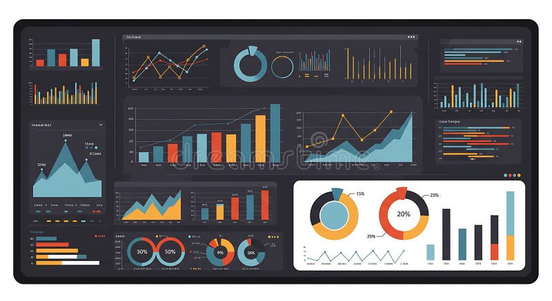 Dashboard Graphs. Statistical Data Charts, Financial Process Bar and Infographic Diagrams Vector ...