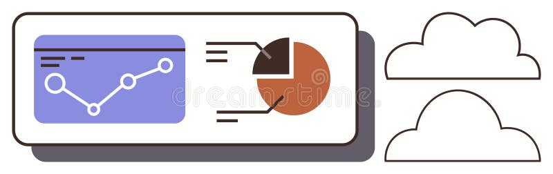 Data Dashboard with Line Graph and Pie Chart for Cloud Storage Analytics Stock Vector ...