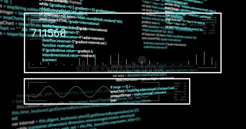 Data Dashboard Panels Floating Against Dark Code Background, Displaying ...