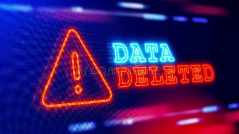 Data Deleted Warning Alert Error Message Flashing on Screen, Computer ... Data Deleted Warning Alert Error Message Flashing on Screen, Computer ...