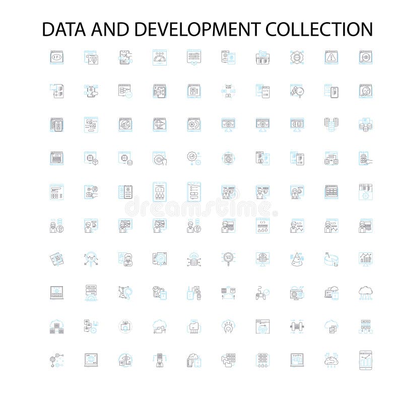 Data and Development Collection Icons, Signs, Outline Symbols, Concept ...