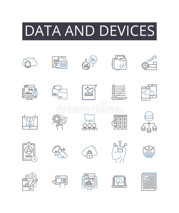 Data and Devices Line Icons Collection. Information and Gadgets, Stats ... Data and Devices Line Icons Collection. Information and Gadgets, Stats ...