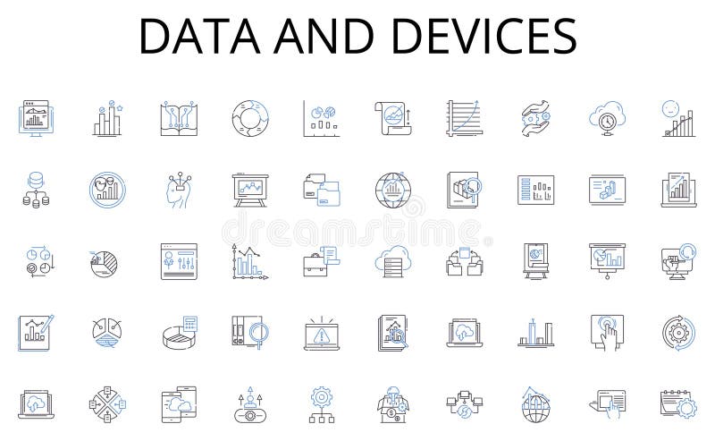 Data and Devices Line Icons Collection. Learning, Analytics, Algorithms ...