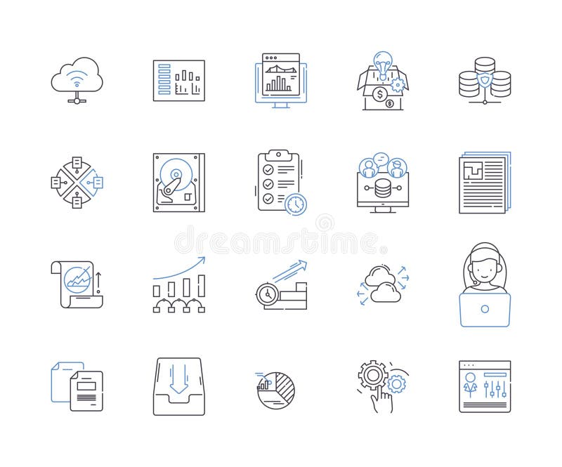 Data and Computer Outline Icons Collection. Data, Computer, Analysis ...