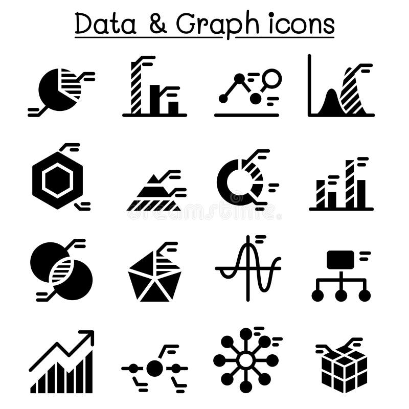 Data , Diagram , Graph Chart Icon Set Stock Vector - Illustration of ...