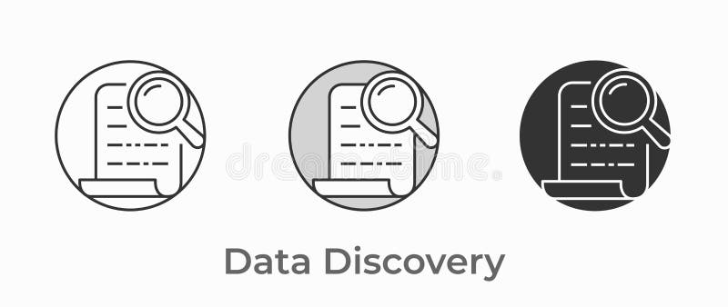 Data Discovery Icon. Black Vector Illustration Isolated on White ...