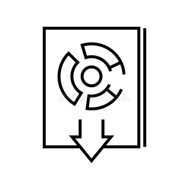 Data Download Line Icon, Concept Sign, Outline Vector Illustration ...