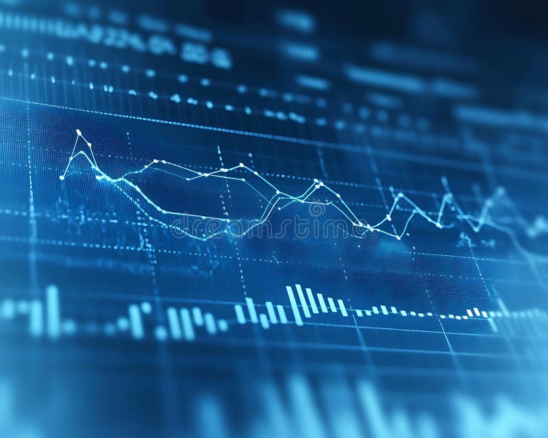 Data-driven Area Chart with a Solid Azure Blue Background Stock ...