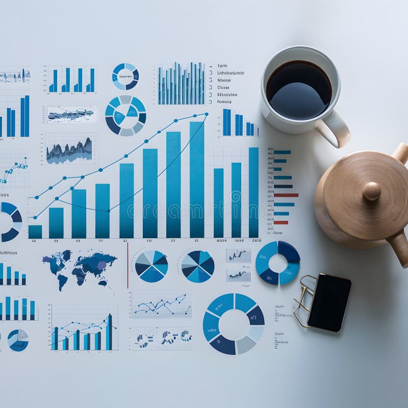 Data Driven Decision Making through Blue Themed Graphs and Charts on ...