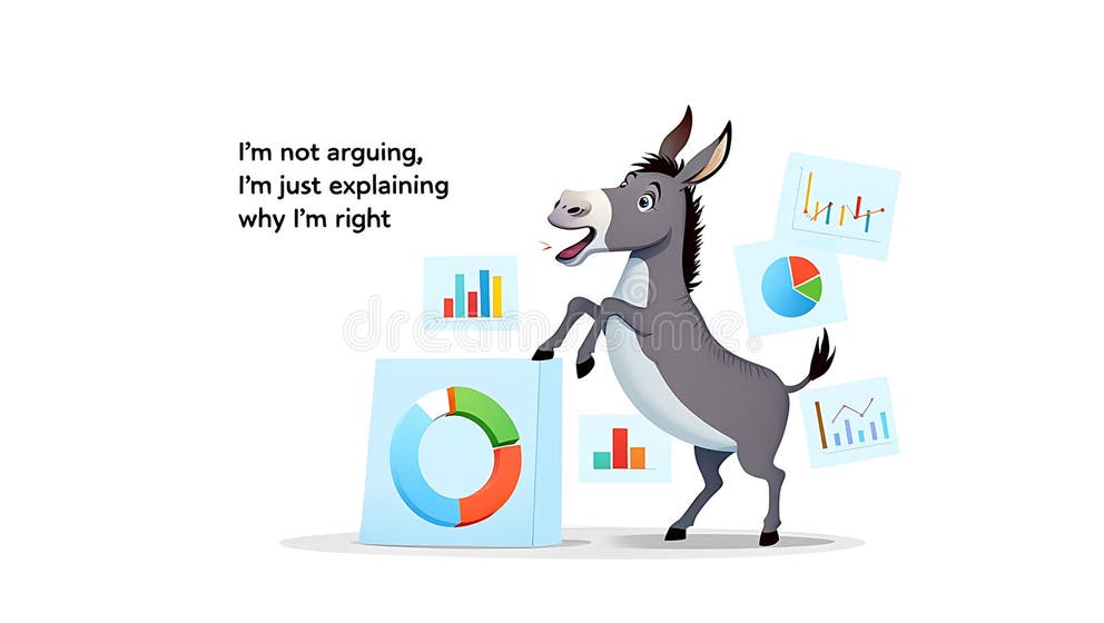 Data Driven Donkey Explains Why he is Right Stock Illustration ...