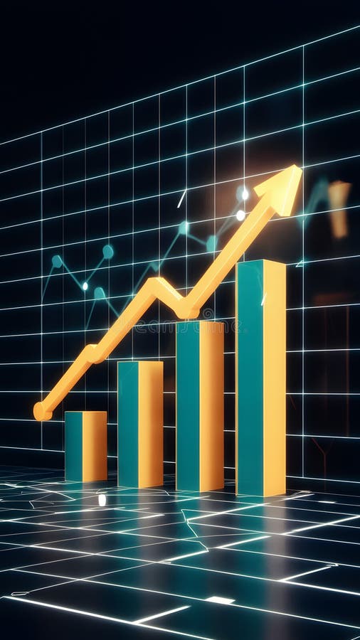 Graph with Upward Arrow on White Background Depicts Growth and Progress ...