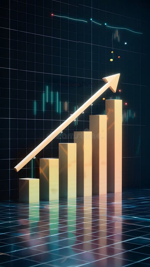 Graph with Upward Arrow on White Background Depicts Growth and Progress ...