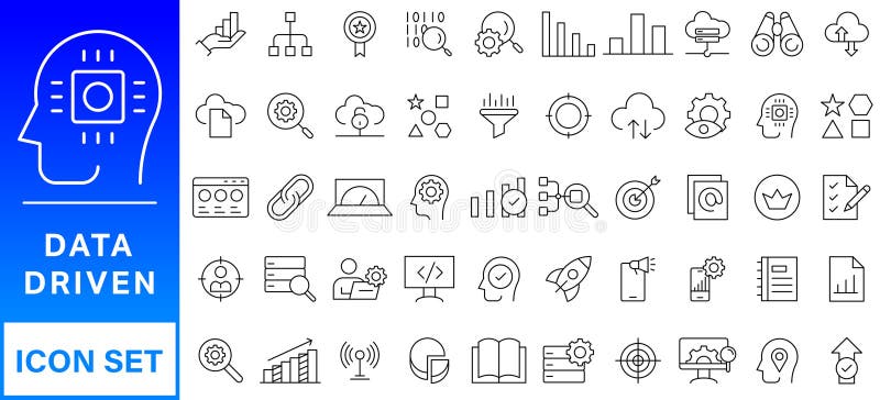 Data Driven Line Icon Set. Editable Stroke Stock Illustration - Illustration of business ...