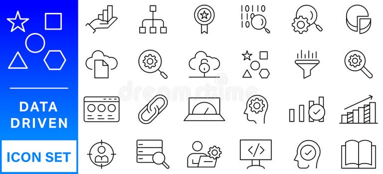 Data Driven Line Icon Set. Editable Stroke Stock Illustration - Illustration of warehouse ...