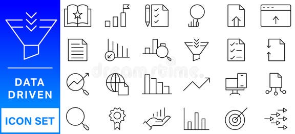 Data Driven Line Icon Set. Editable Stroke Stock Illustration - Illustration of descriptive ...