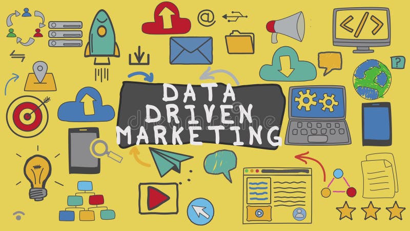Data Driven Marketing, Yellow Illustration Graphic Technology Concept ...