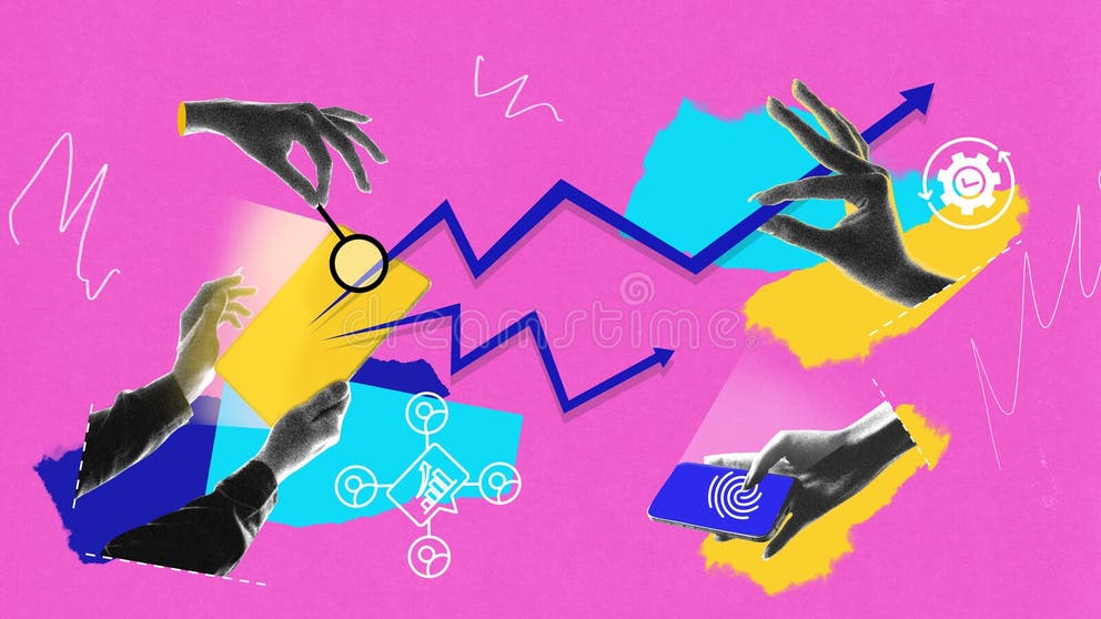 Data-driven Optimization. Hands Interact with Graph Lines, Magnifying ...