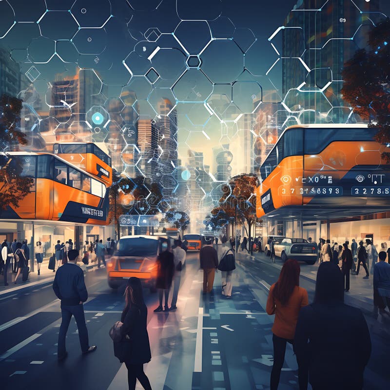 Data-Driven Public Transit in a Connected Urban Environment Stock Image ...