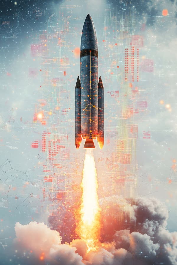 Data-Driven Rocket Launches Towards Progress Stock Illustration ...
