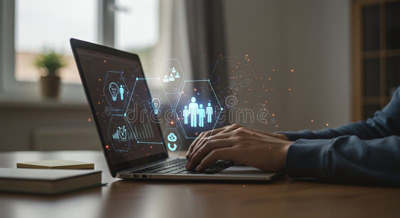 DataDriven Success Typing on Laptop with Digital Network. Boost ...