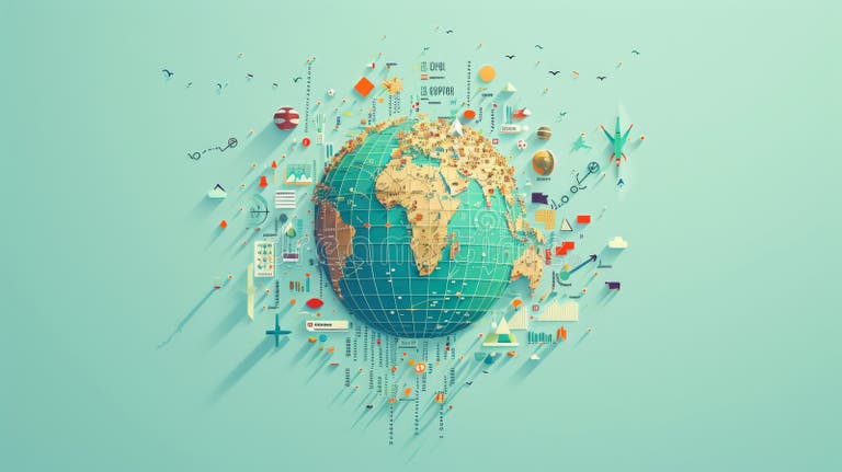Data-driven World with Abstract Infographics and Connections Stock Image - Image of predictive ...