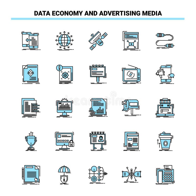 Data Economy Icon Set stock vector. Illustration of growth - 265186740