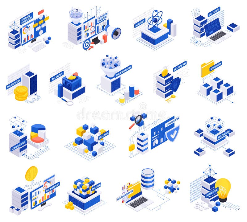 Data Economy Icon Set stock vector. Illustration of growth - 265186740