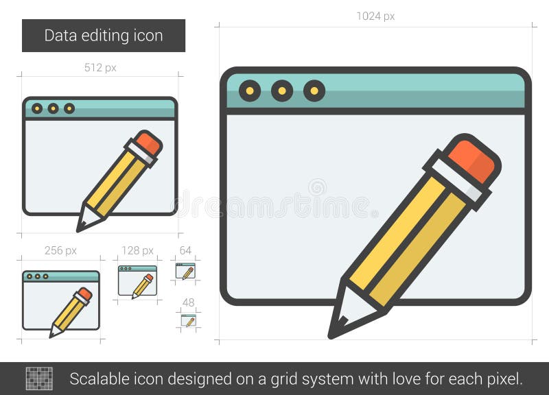 Data editing line icon. stock vector. Illustration of line - 85922804