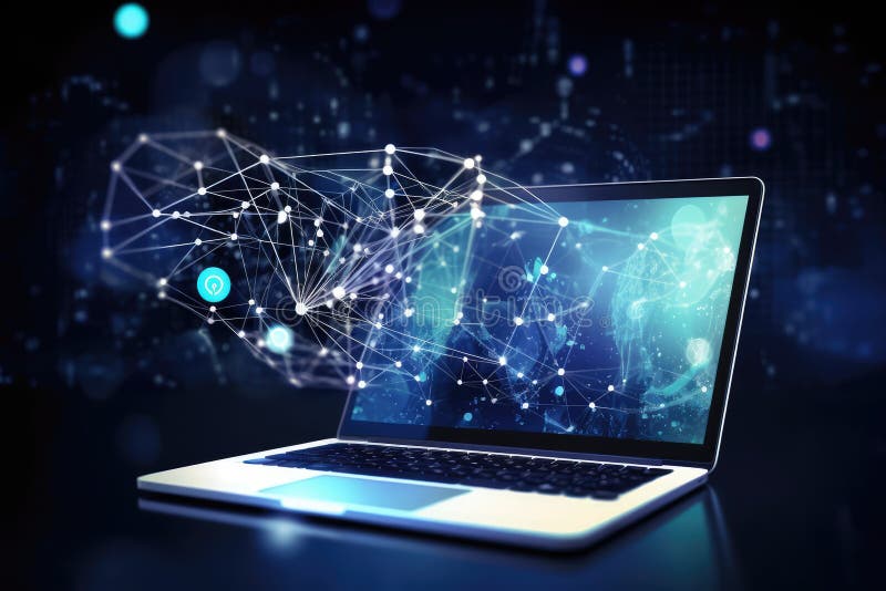Data Empowerment: AI-Generated Technology Background Depicting a Laptop ...