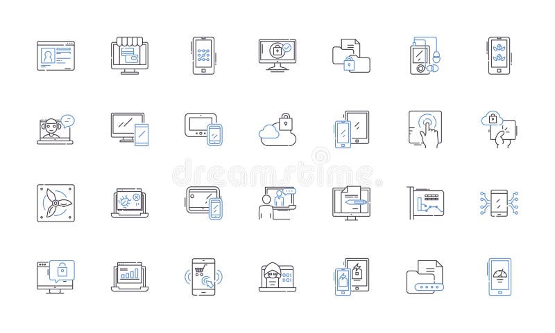 Data Encryption Line Icons Collection Cryptography Privacy Security Encryption Decryption