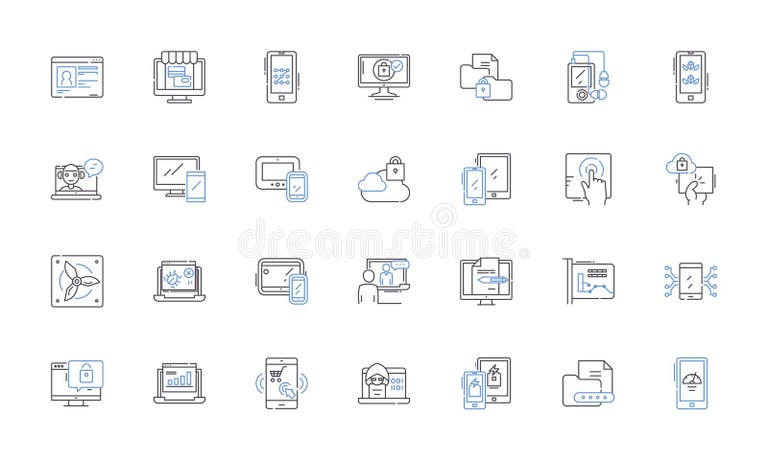 Data Encryption Line Icons Collection. Cryptography, Privacy, Security ...