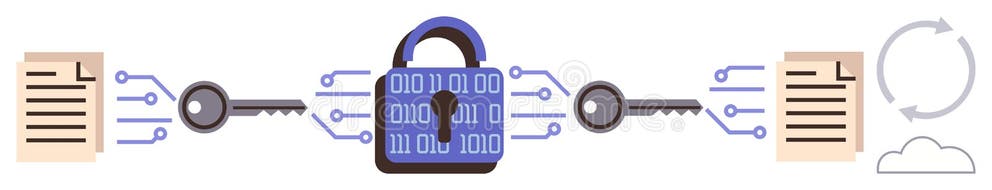 Data Encryption Process with Lock, Keys, and Digital Documents in ...