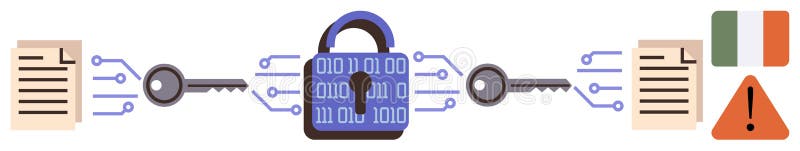 Data Encryption Process with Secure Lock and Binary Code in Digital ...